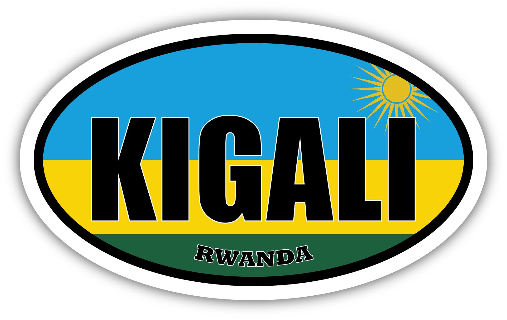 Kigali Rwanda Flag Oval Decal Vinyl Bumper Sticker 3x5 inches - Walmart.com