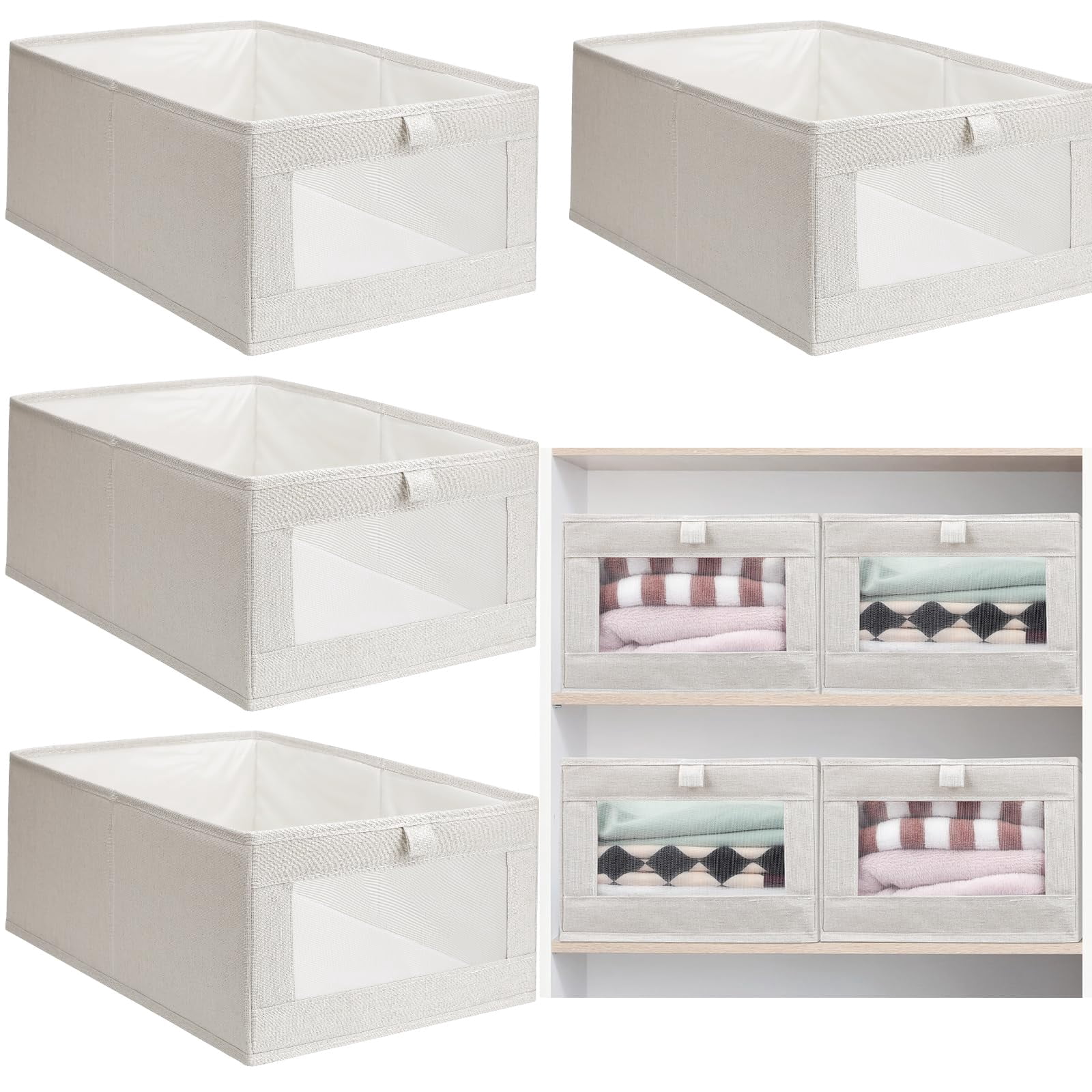 Kigley 12 Pcs Linen Closet Organizers and Storage Foldable Clothing ...