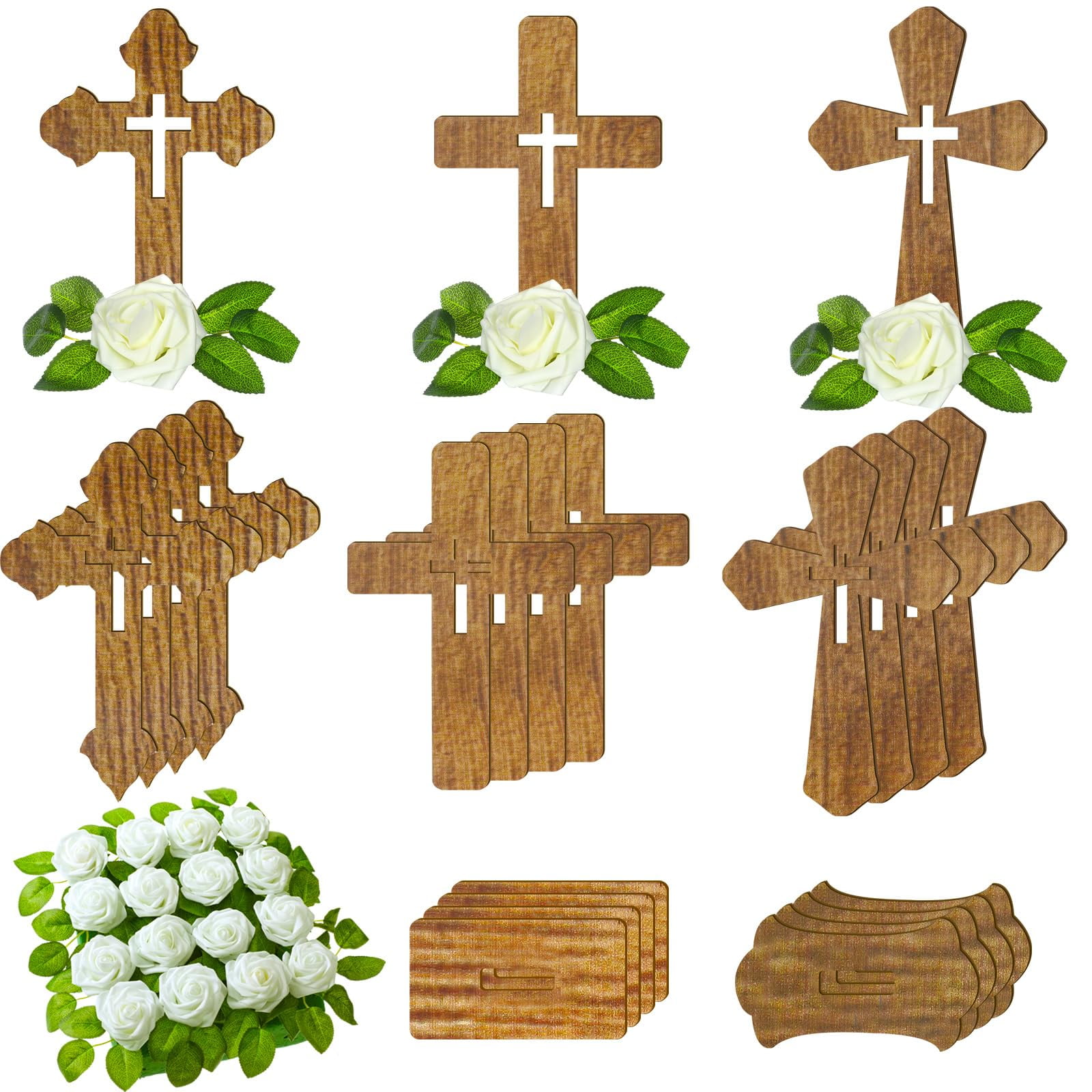 Kigley 12 Pcs Standing Wooden Cross ATT13 Style Crosses for Crafts with ...