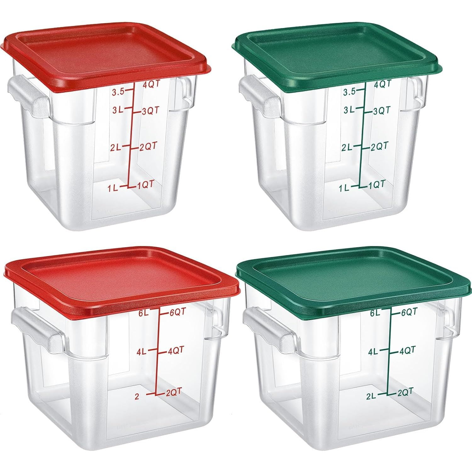 Kigley 4 Pcs Square Plastic Food Storage Containers, 4 Qt and 6 Qt ...