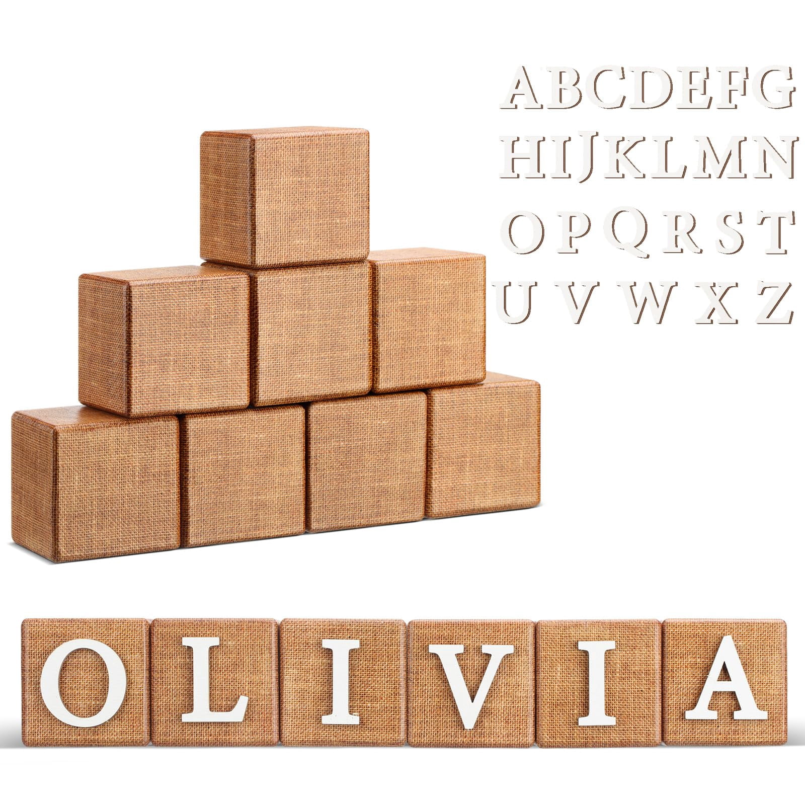 Kigley 8 Pcs Custom Wooden Name Sign 8 Letter Baby Blocks and 78 Wooden ...