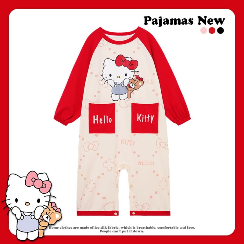 Kigurumi Children Hello Kitty Pajamas Sanrio Anime Cartoon Onesie Kids ...