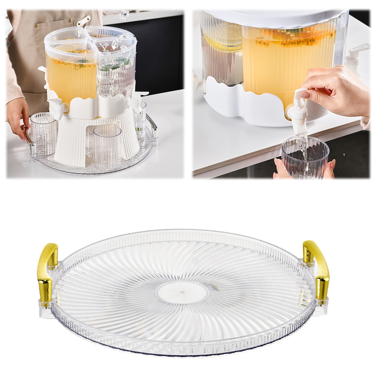 Kihbxv Four-Grid Rotating Kettle Cold Kettle with Faucet Beverage ...