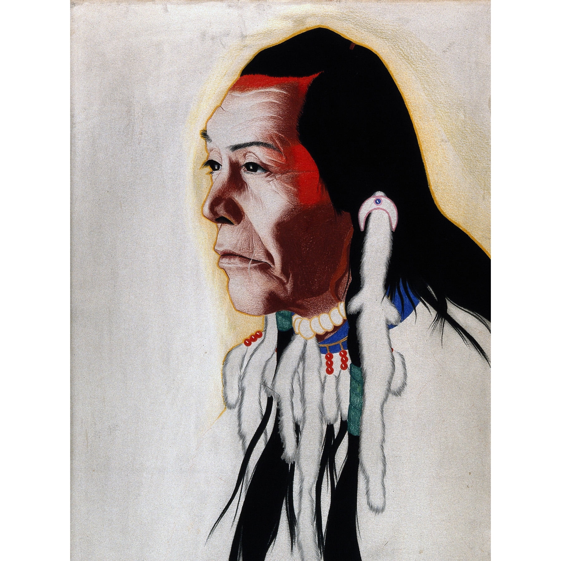 Kihn Mad Plume Native American Shaman Portrait Painting Extra Large Art ...