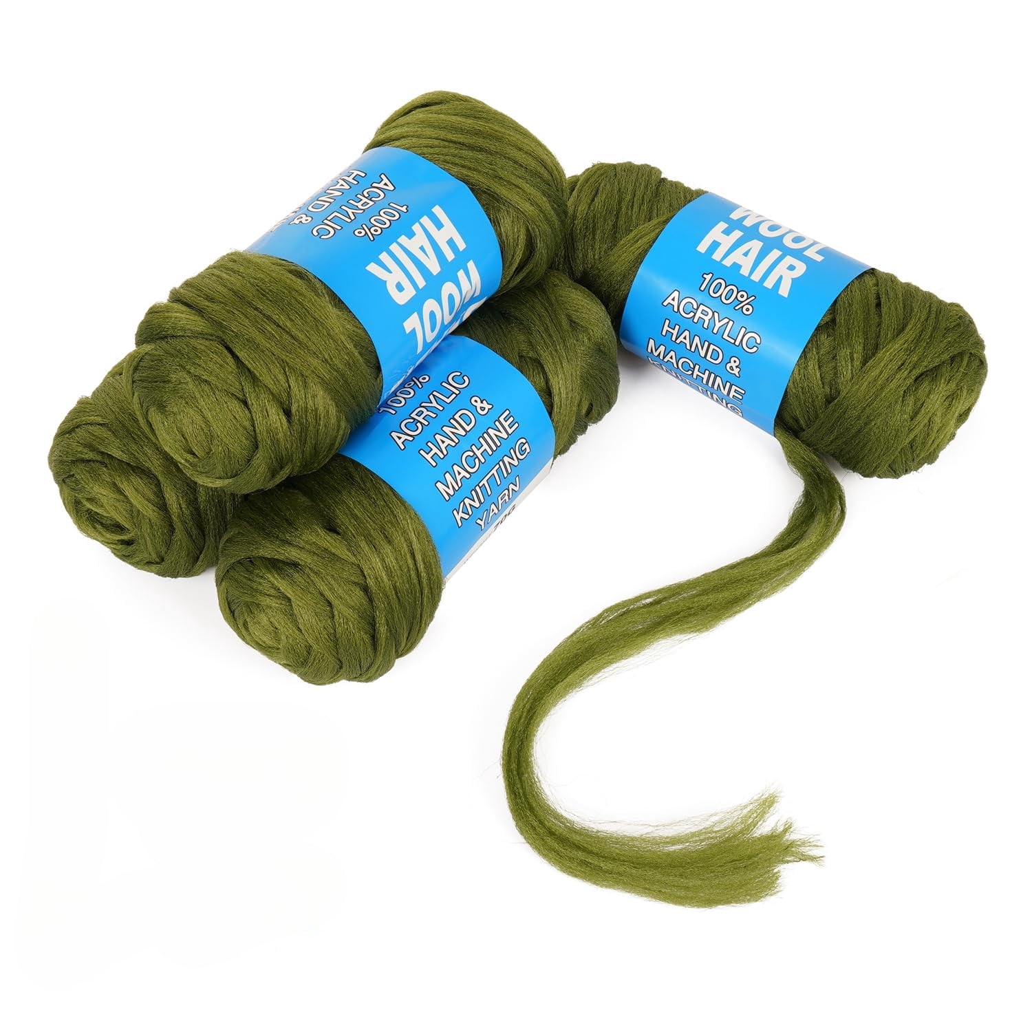 Kiibsot 1/4/8 Rolls 100% Brazilian Wool Hair Acrylic Yarn for African ...