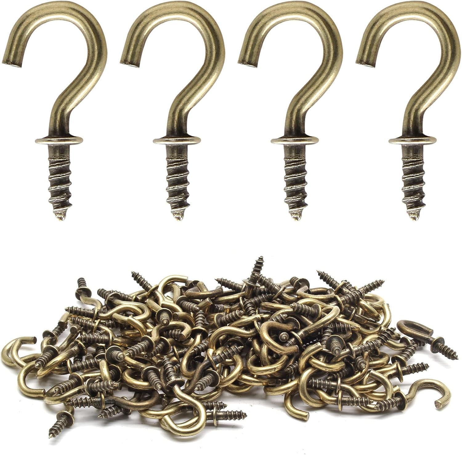 Kiibsot 100 Pcs 1" Ceiling Cups Hooks Screw Hooks, Ceiling Cup Hooks ...