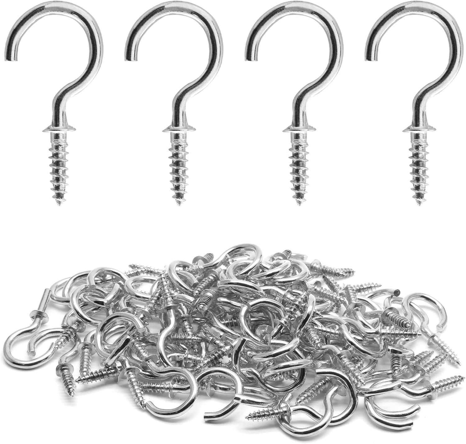 Kiibsot 100 Pcs 1" Ceiling Cups Hooks Screw Hooks, Ceiling Cup Hooks ...