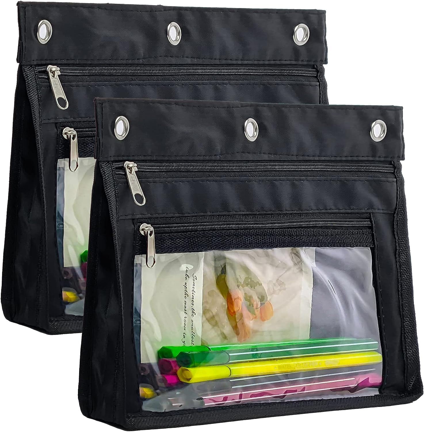 Kiibsot 2 Pack Expandable Zipper Pencil Pen Pouches for 3 Ring Binder ...