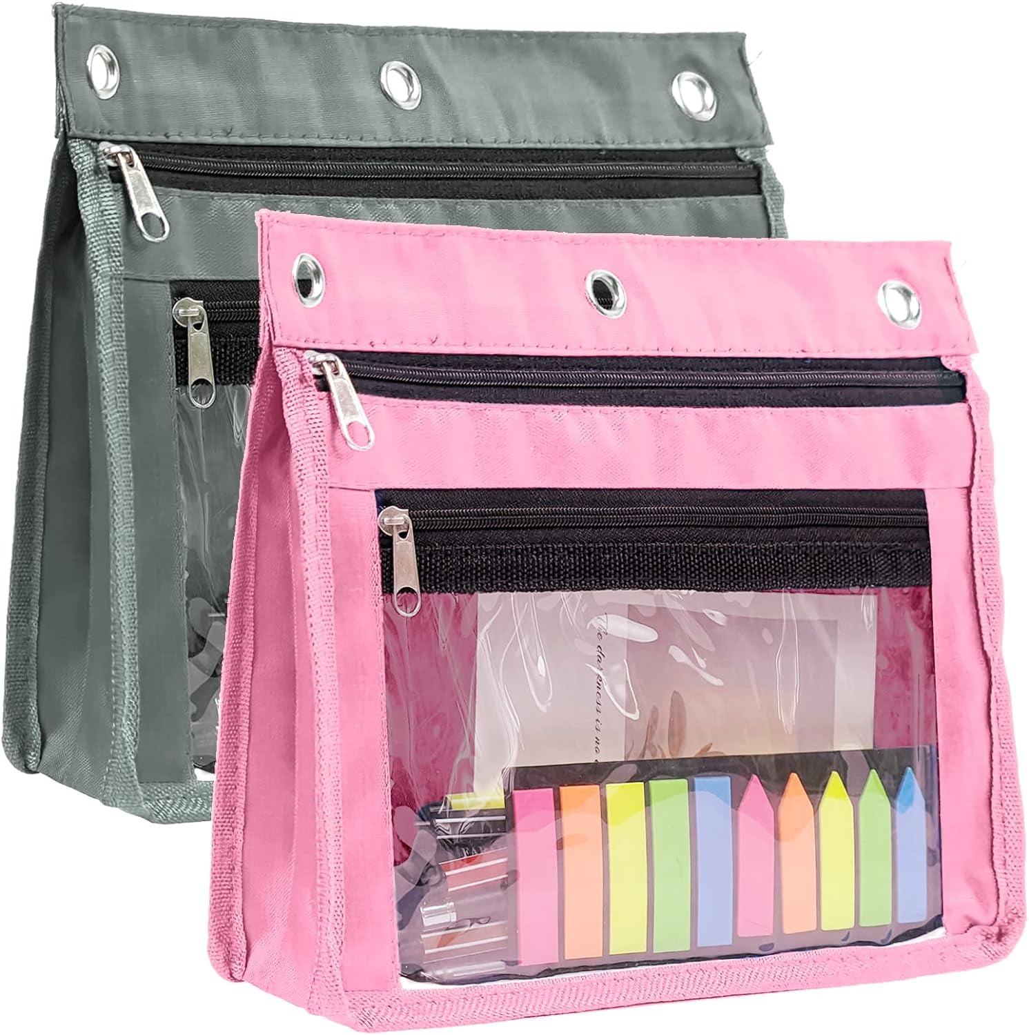 Kiibsot 2 Pack Expandable Zipper Pencil Pen Pouches for 3 Ring Binder ...