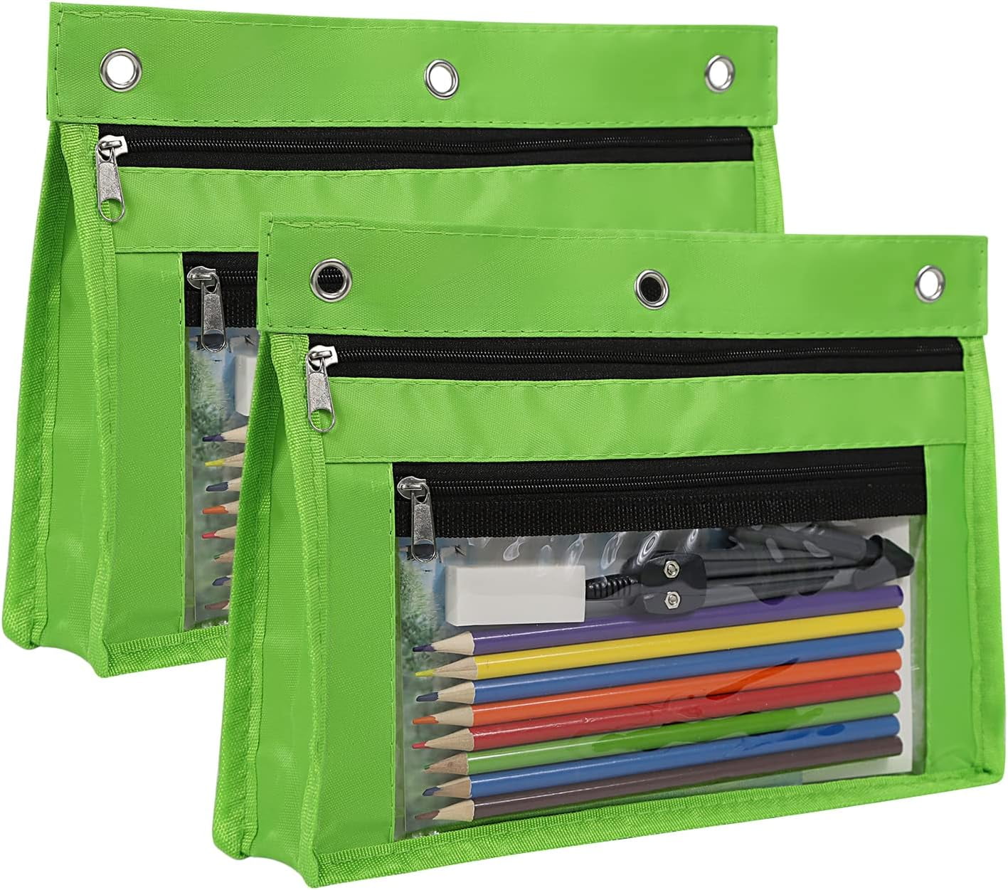Kiibsot 2 Pack Expandable Zipper Pencil Pen Pouches for 3 Ring Binder ...