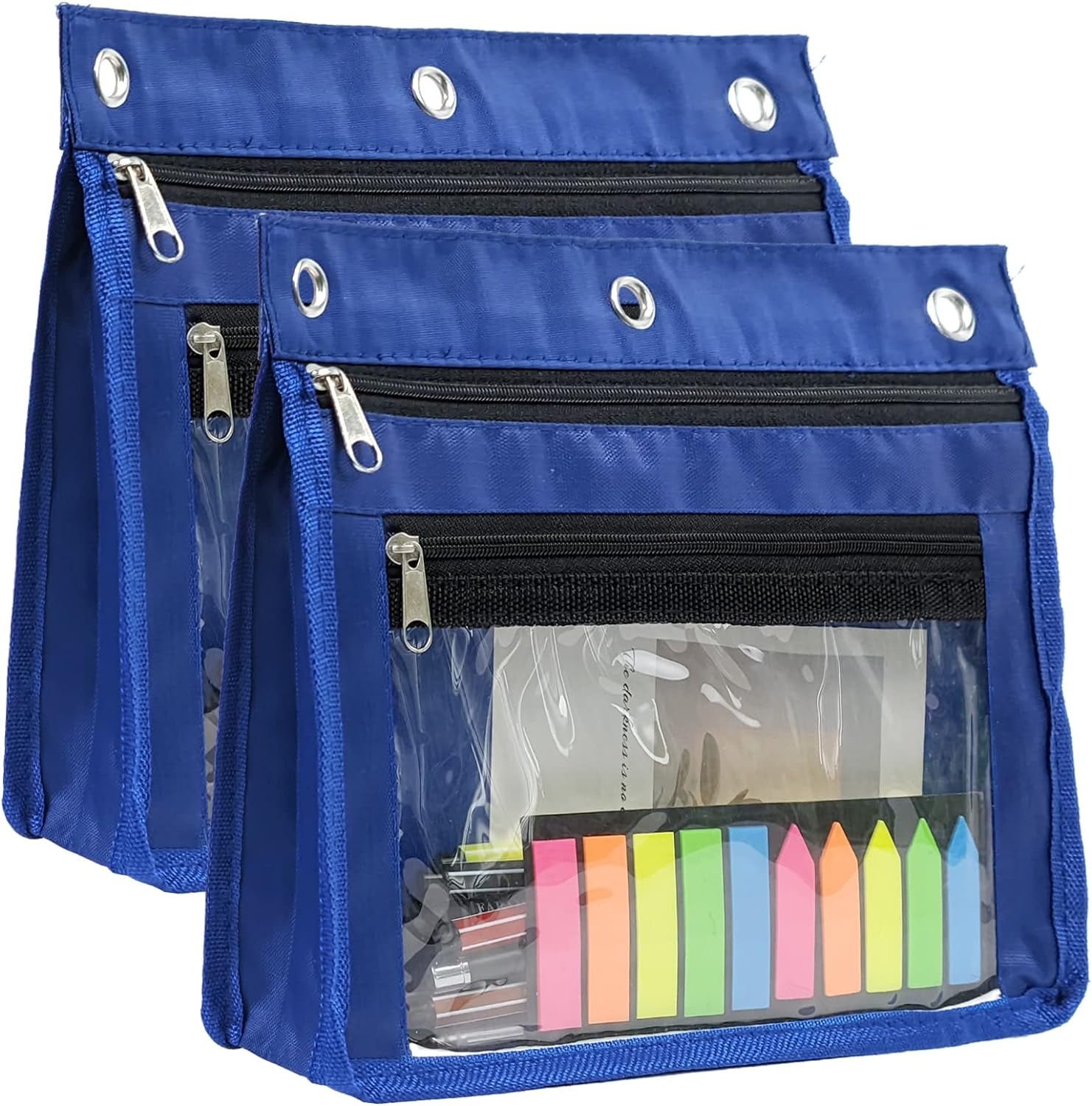Kiibsot 2 Pack Expandable Zipper Pencil Pen Pouches for 3 Ring Binder ...