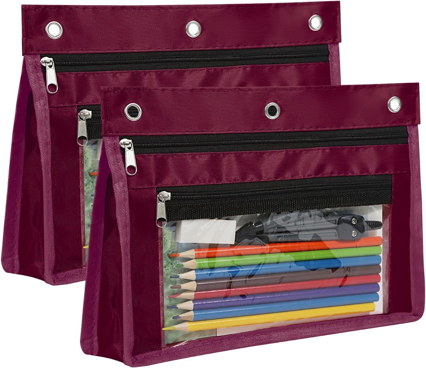 Kiibsot 2 Pack Expandable Zipper Pencil Pen Pouches for 3 Ring Binder ...