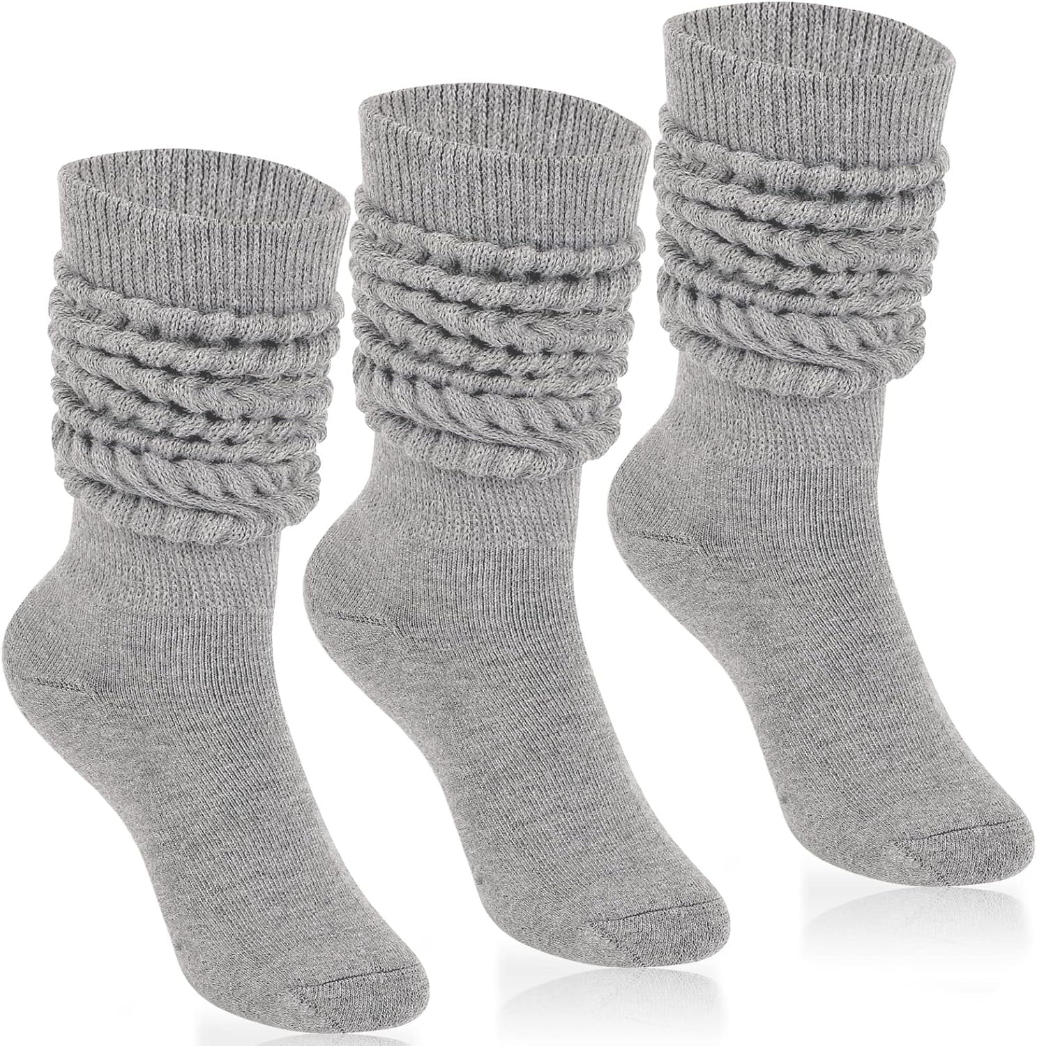 Kiibsot 3 Pairs Slouch Socks for Women 80s 90s Scrunch Socks Heavy Soft ...