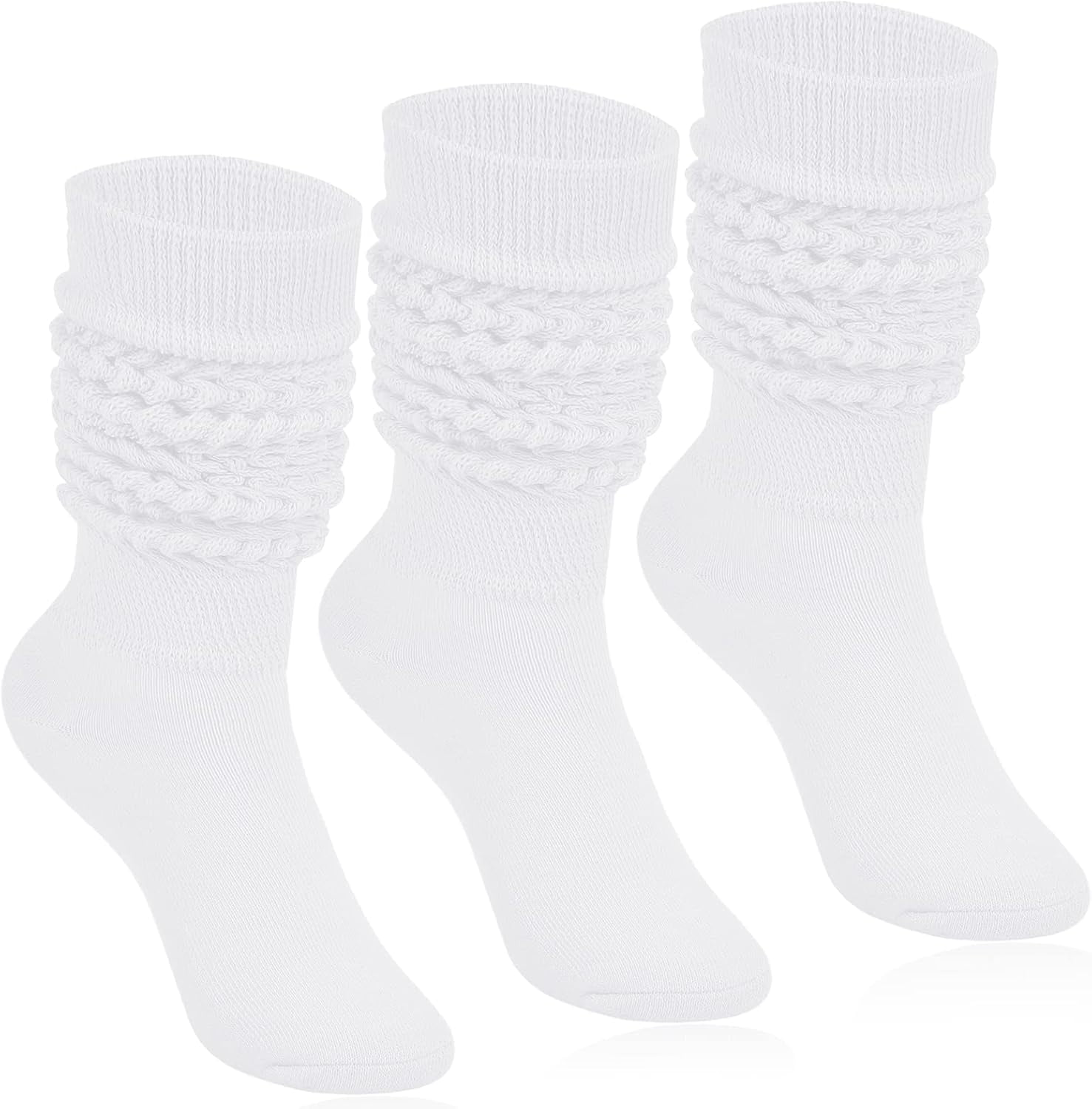 Kiibsot 3 Pairs Slouch Socks for Women 80s 90s Scrunch Socks Heavy Soft ...