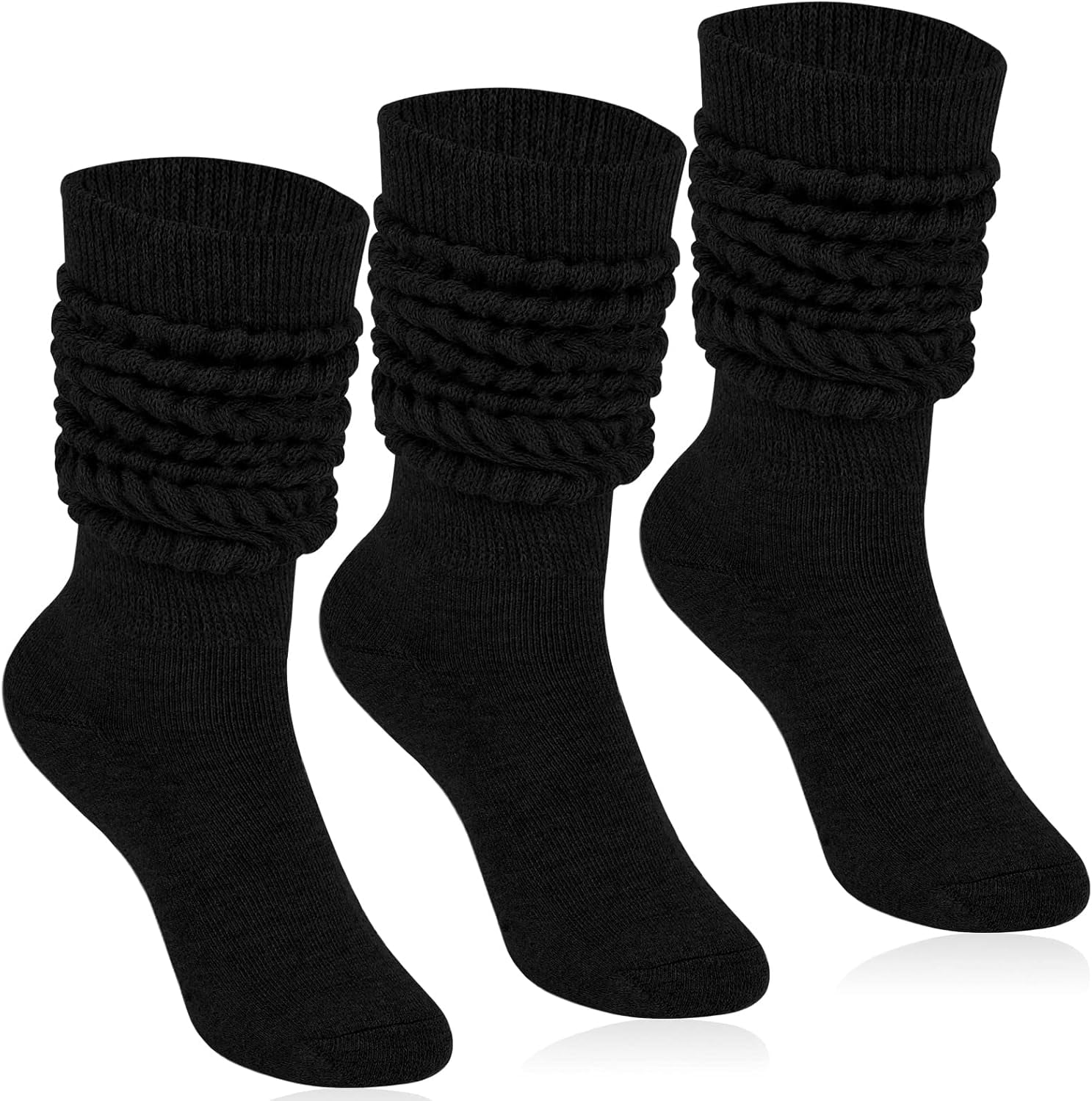 Kiibsot 3 Pairs Slouch Socks for Women 80s 90s Scrunch Socks Heavy Soft ...