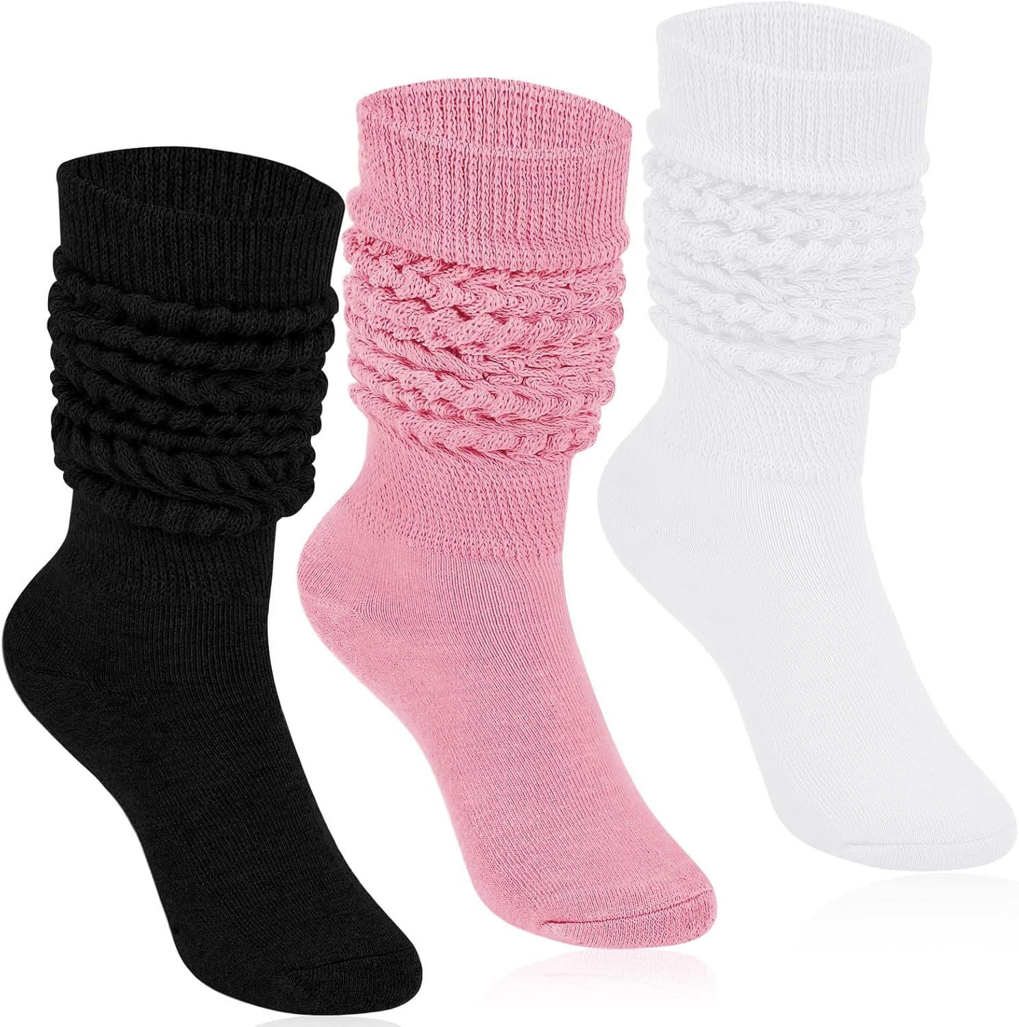 Kiibsot 3 Pairs Slouch Socks for Women 80s 90s Scrunch Socks Heavy Soft ...