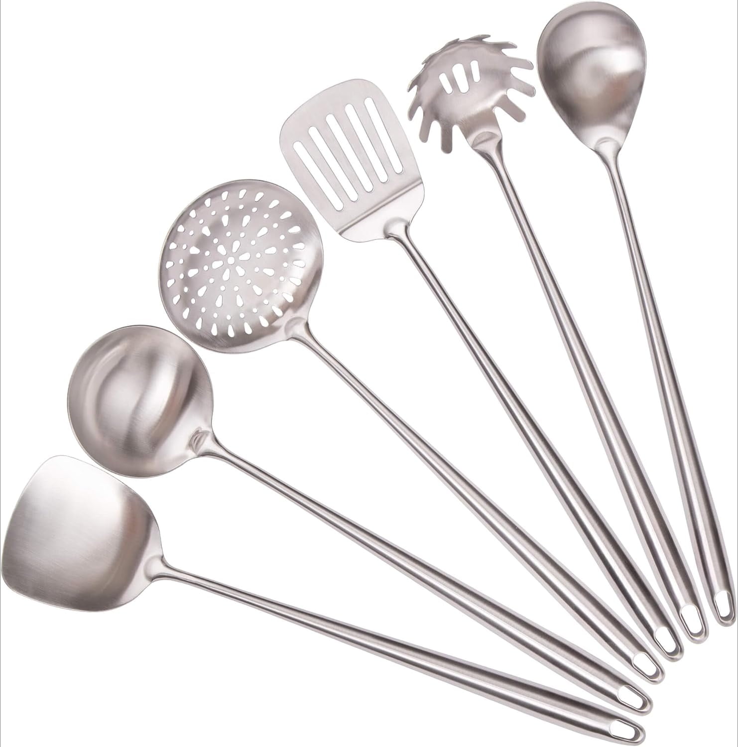 Kiibsot 304 Stainless Steel Kitchen Utensils Set - 17” Extra Long ...