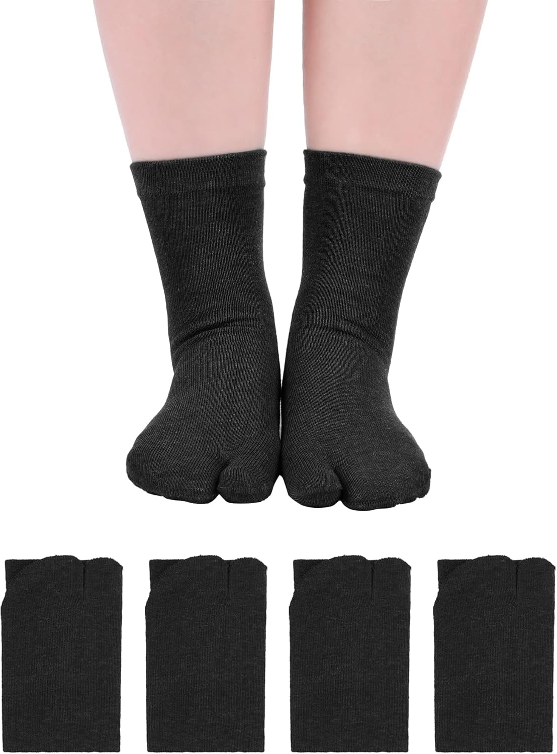 Kiibsot 4 Pack Flip Flop Socks Split Toe Socks Japanese Tabi Socks for ...