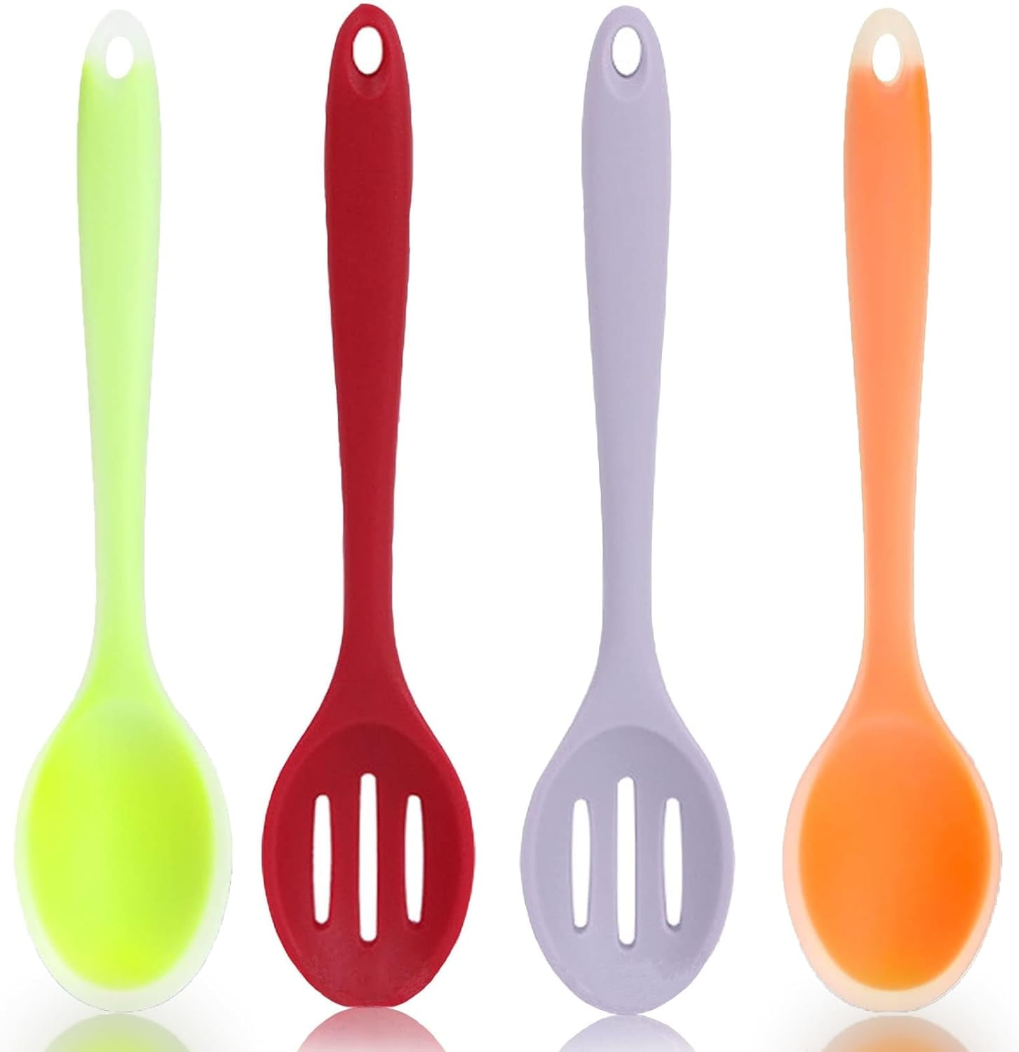 Kiibsot 4 Pieces Small Multicolored Silicone Spoons Nonstick Kitchen ...
