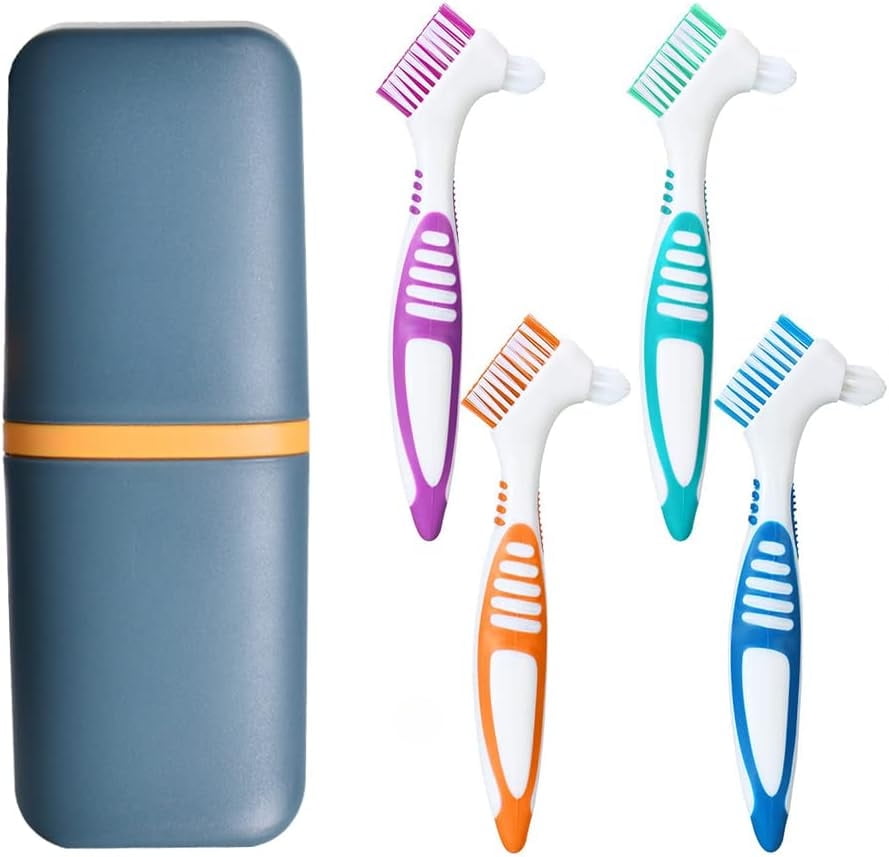 Kiibsot 4Pack Denture Brushes with Double Sided Denture Cleaning Brush ...