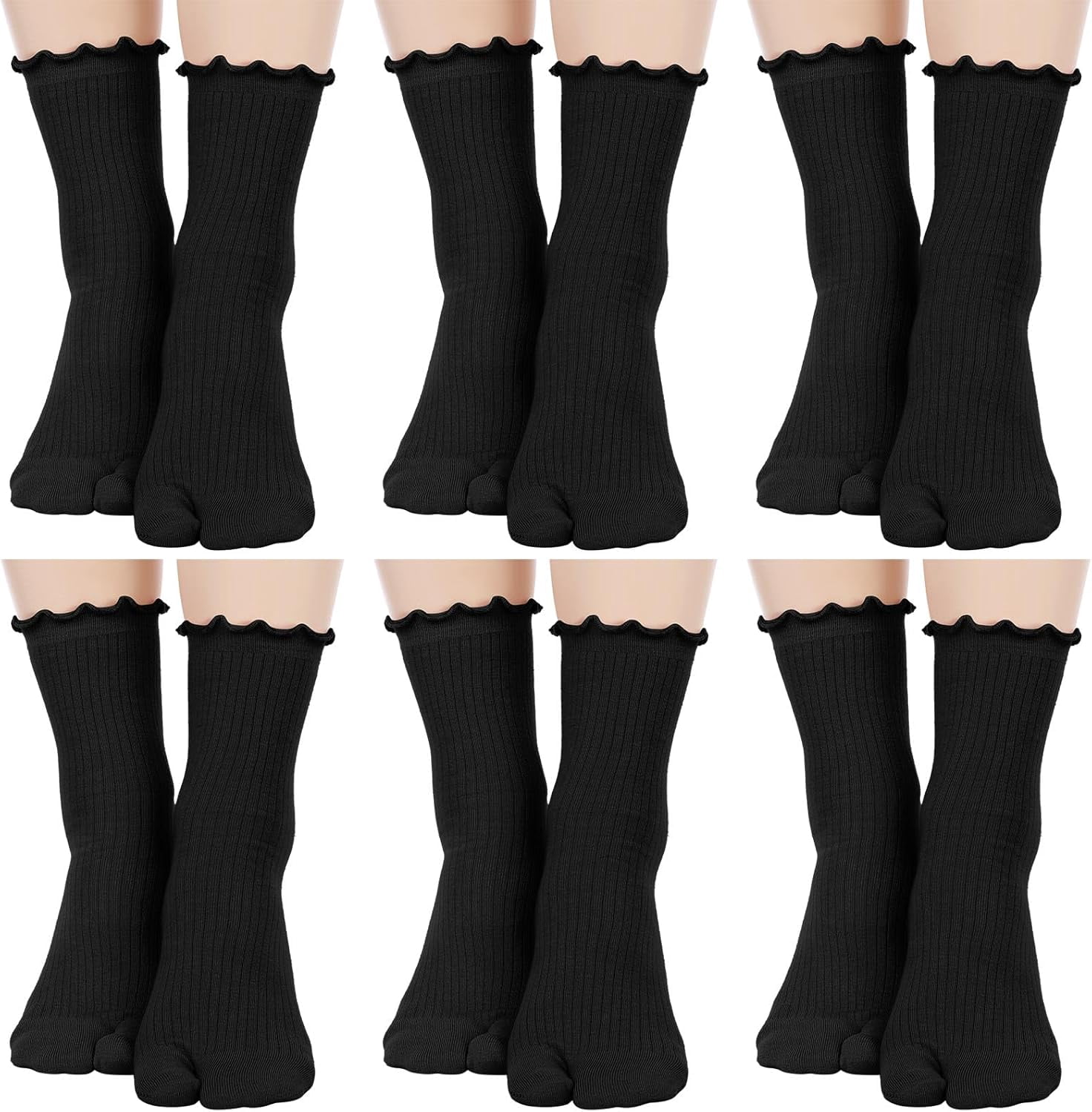Kiibsot 6 Pairs Split Toe Socks Frilly Tabi Cotton Sandal Socks for Men ...