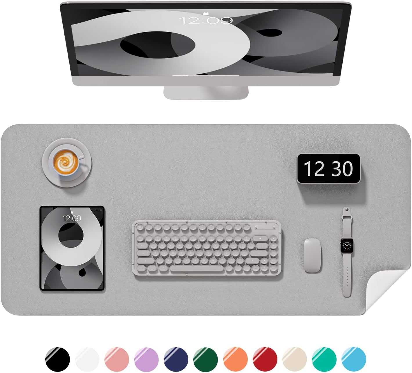 Kiibsot Desk Pad, 23.6" x 13.8" PU Leather Non-Slip Desk Mat Large ...