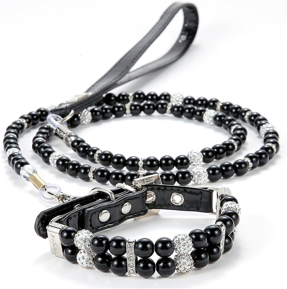 Kiibsot Dog Collars with Pearls, Beaded Cat Collar Pu Leather Puppy ...