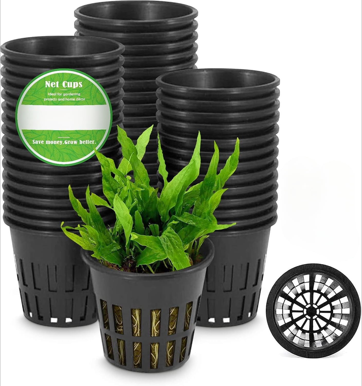 Kiibsot Net Pot, 25 Pcs/ 50 Pcs 3 Inch/ 4 Inch Garden Slotted Mesh Net ...