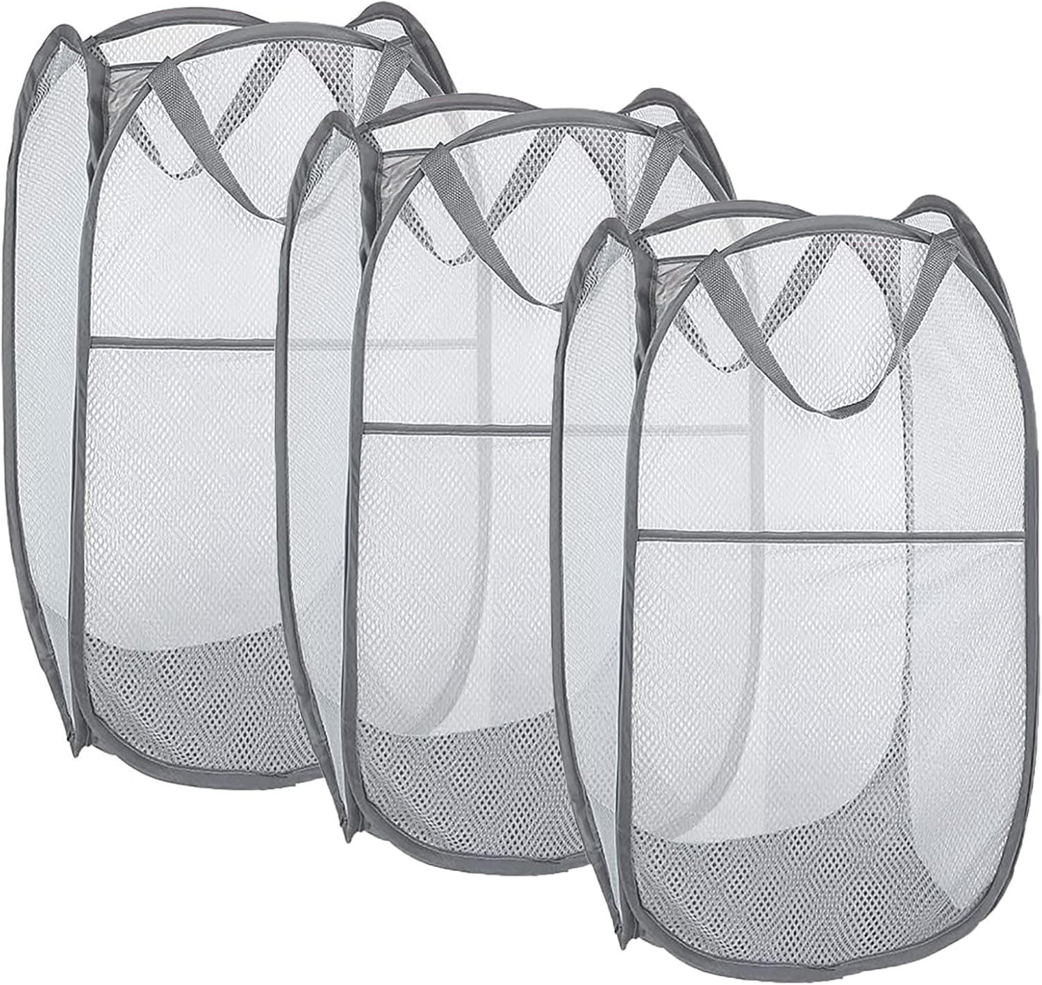 Kiibsot Popup Mesh Laundry Baskets, Collapsible and Portable Clothes ...