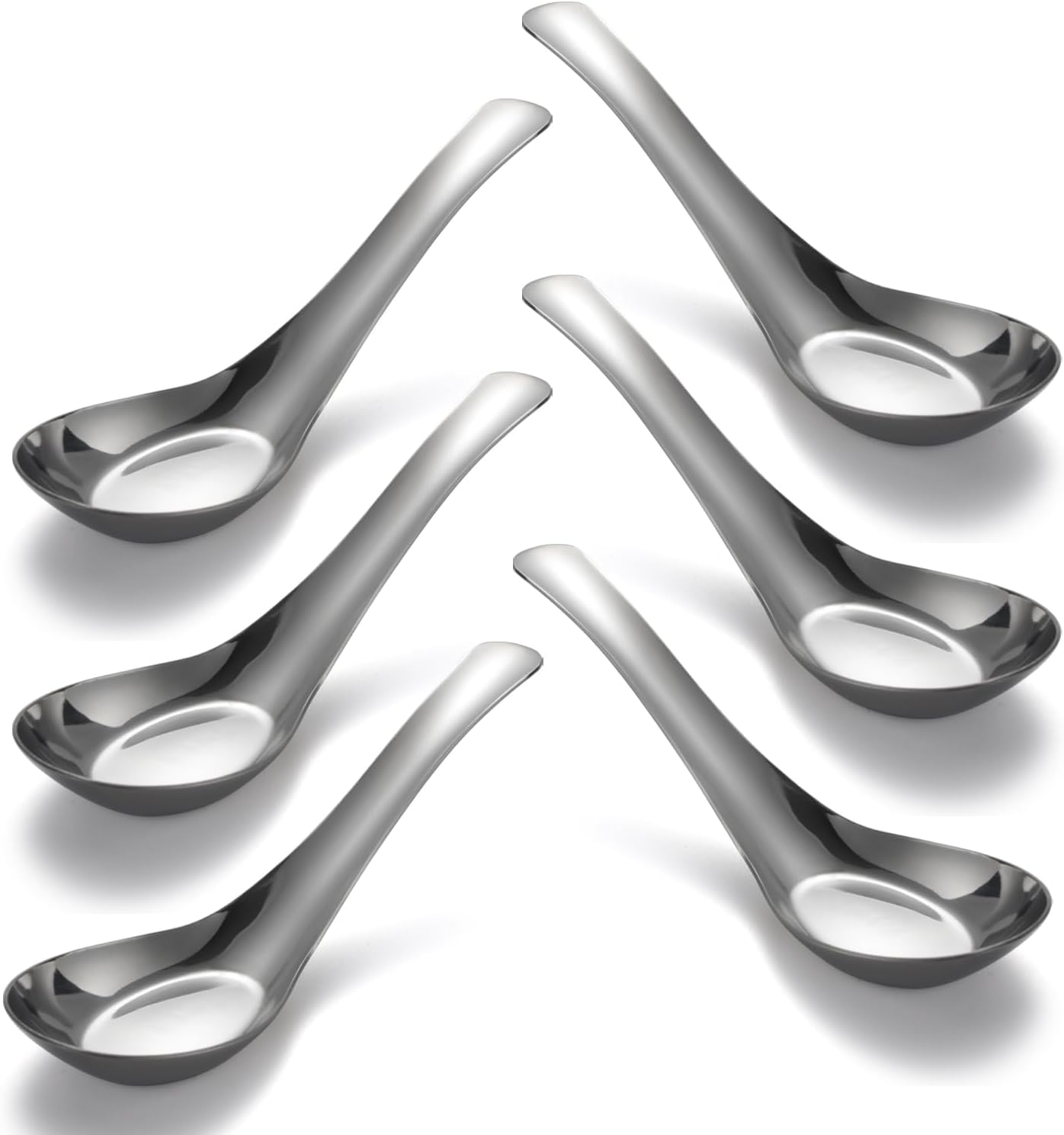 Kiibsot Soup Spoons Stainless Steel Dinner Spoons Set of 6 Chinese Soup ...