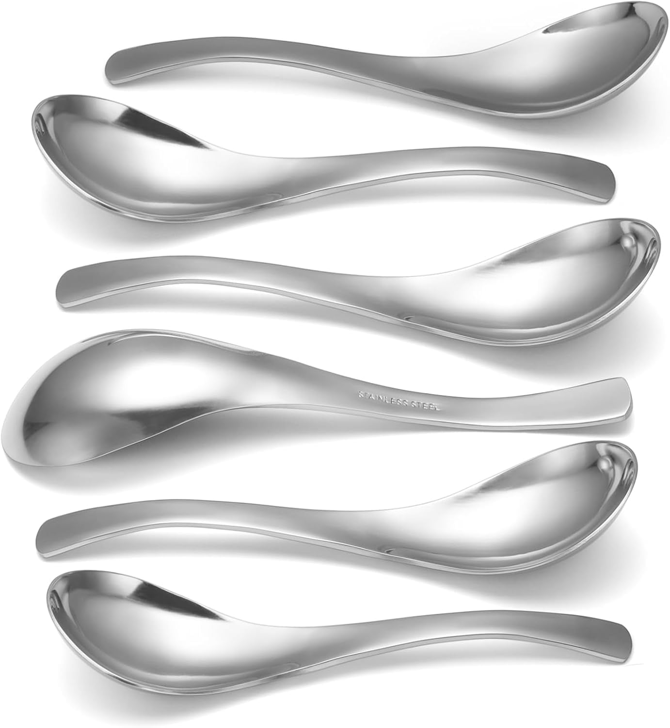 Kiibsot Thick Heavy-duty Soup Spoons, High Grade Stainless Steel Soup ...