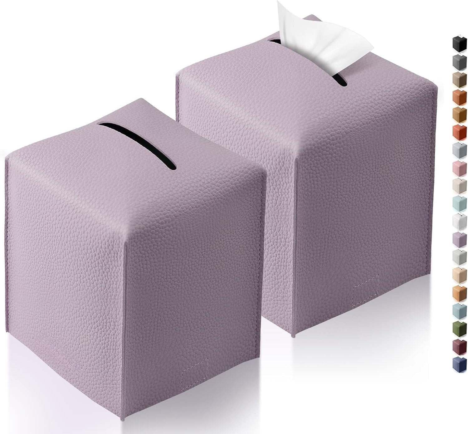 Kiibsot Tissue Box Cover, Modern PU Leather Square Tissue Box Holder ...