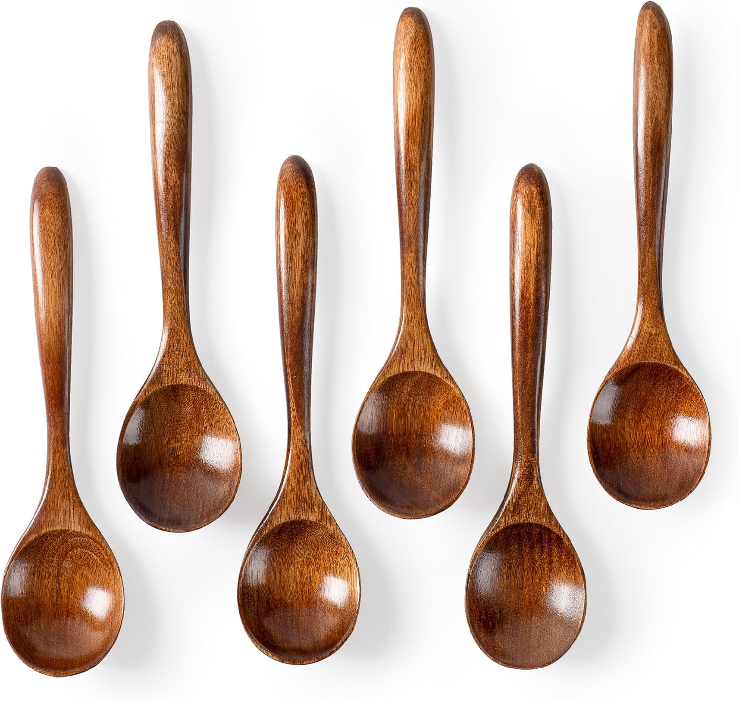 Kiibsot Wooden Spoons, 6 Pack Wooden Spoons, 6.7 inch Ellipse Wooden ...