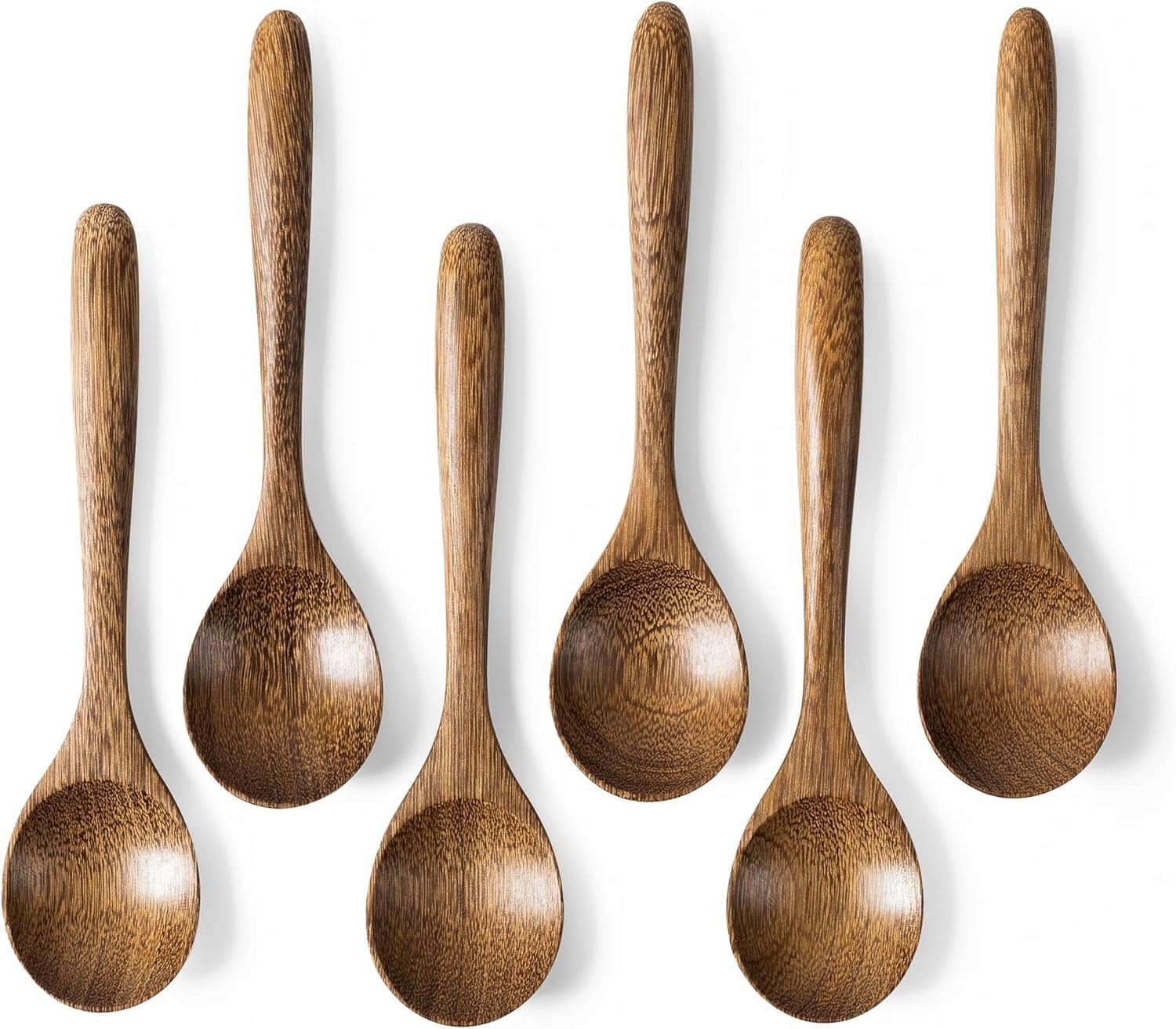 Kiibsot Wooden Spoons, 6 Pack Wooden Spoons, 6.7 inch Ellipse Wooden ...