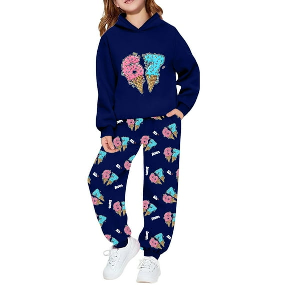 Kiijoy 6 7 Tracksuit for Teen Girls Ice-Cream Print Hoodie Sweatpants ...