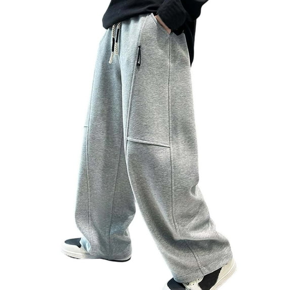 Kiijoy Big Boy's Active Sweatpants Loose Straight Leg Drawstring Pants ...