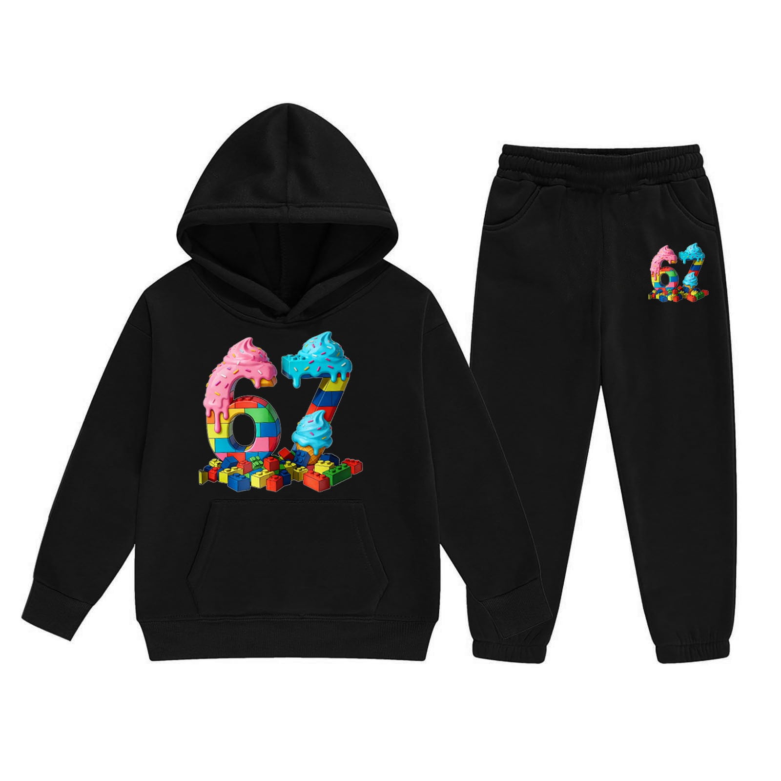 Kiijoy Big Boys Sweatsuit Hooded Sweatshirt and Jogger Pants Outfits ...