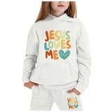 Kiijoy Big Girls Casual Sweatsuits Letter Print Hoodie Sweatpants ...