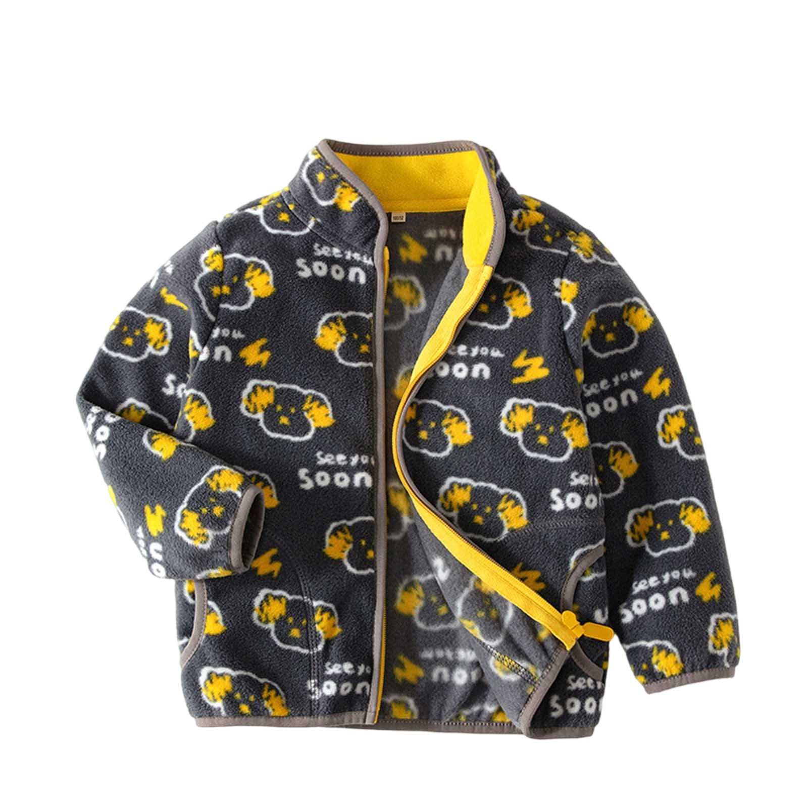 Kiijoy Big Girls Fleece Jacket Cartoon Zip-Up Outerwear Coat for Kids ...