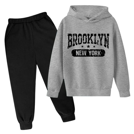 Kiijoy Big Girls Tracksuits Letter Print Hoodie and Sweatpants ...
