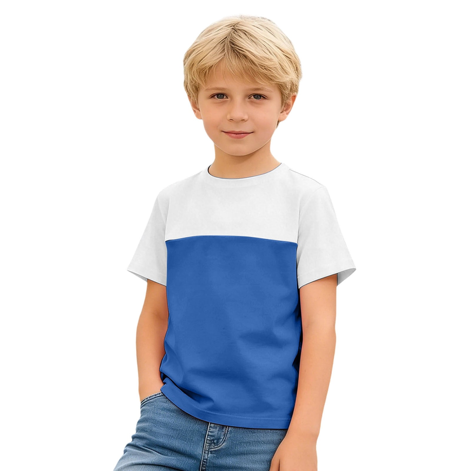 Kiijoy Boys Casual Short Sleeve T-Shirt Summer Color Block Crew Neck T ...