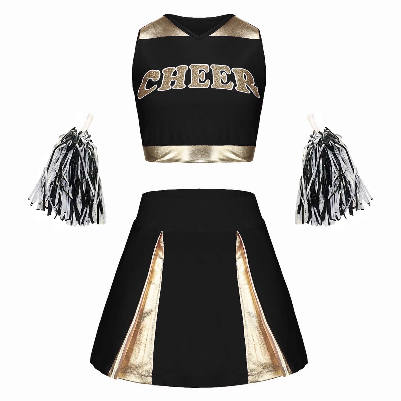 Kiijoy Girl's Cheerleading Sequins Skirt Set Student Sports Day ...