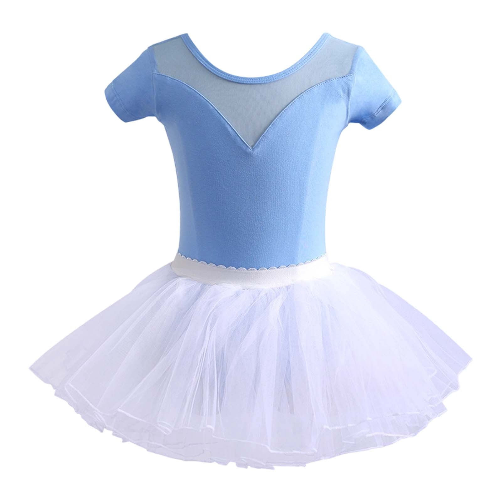 Kiijoy Girls Ballet Dance Short Sleeve Leotard Tut Skirt Set Ballet ...