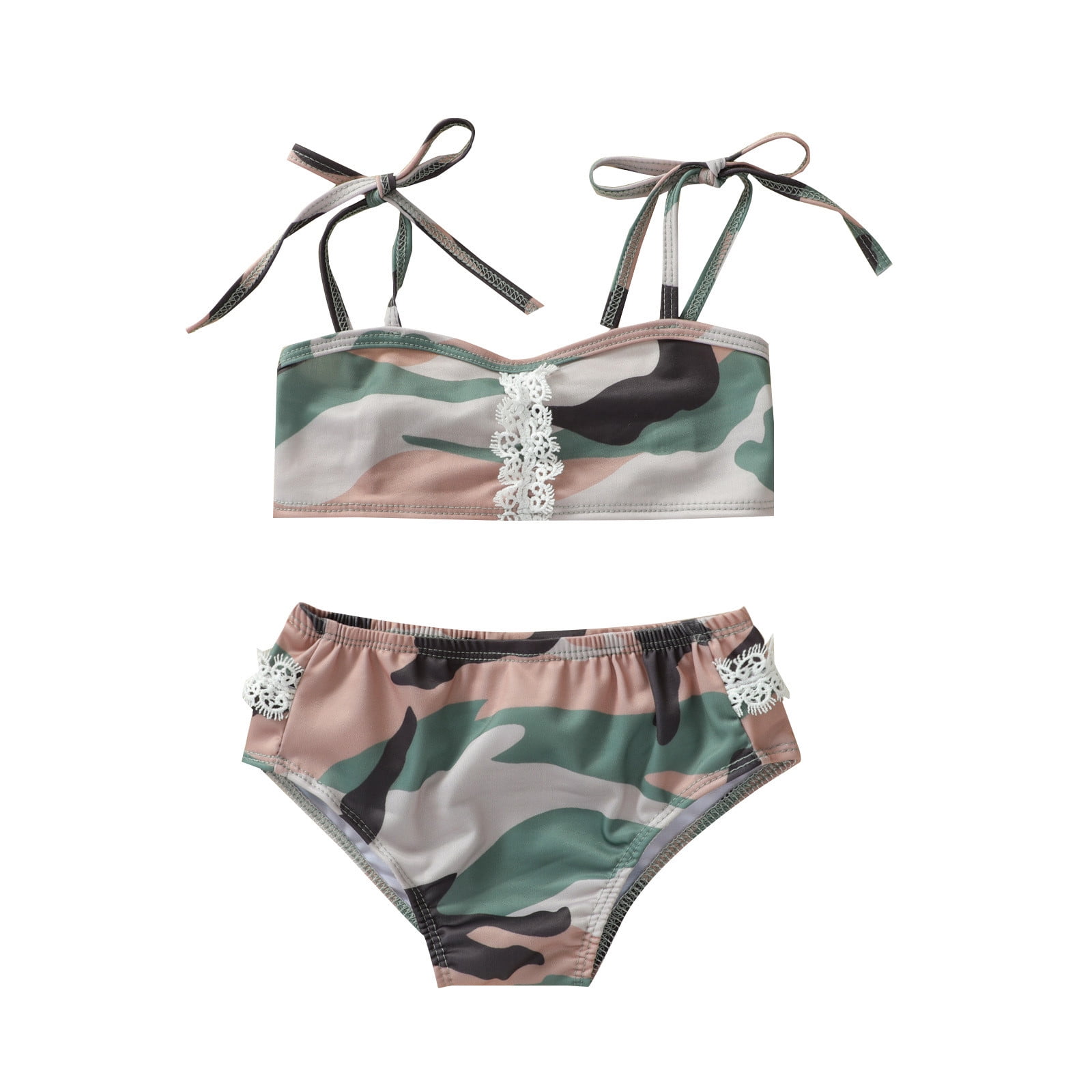 Kiijoy Girls Bikini Swimsuit Camouflage Lace Swimwear Bathing Suit with ...