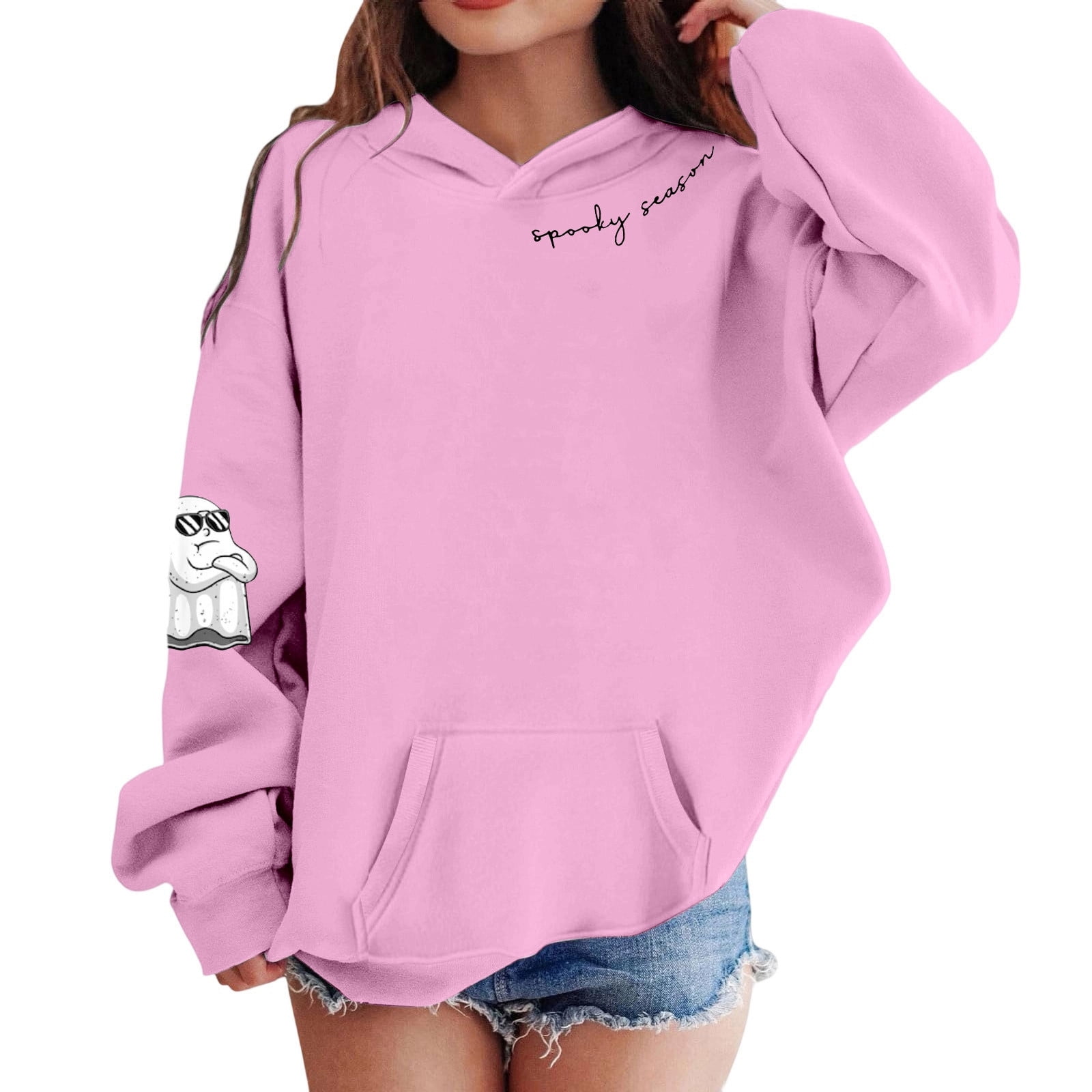 Kiijoy Girls Halloween Hoodie Cartoon Ghost Pullover Hooded Sweatshirt ...