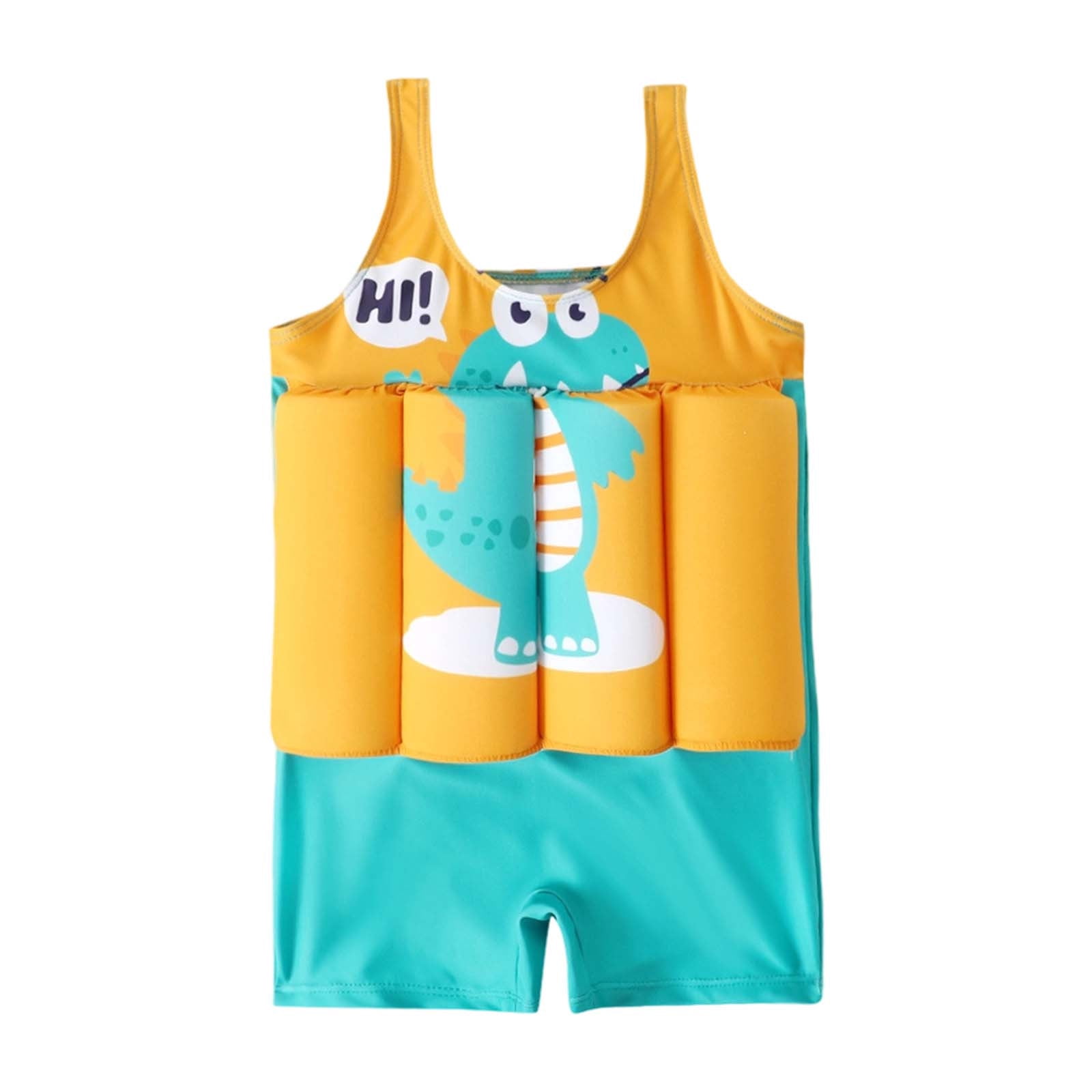 Kiijoy Kids Boys Cartoon Print Buoyancy One-Piece Swimsuit Surfing ...