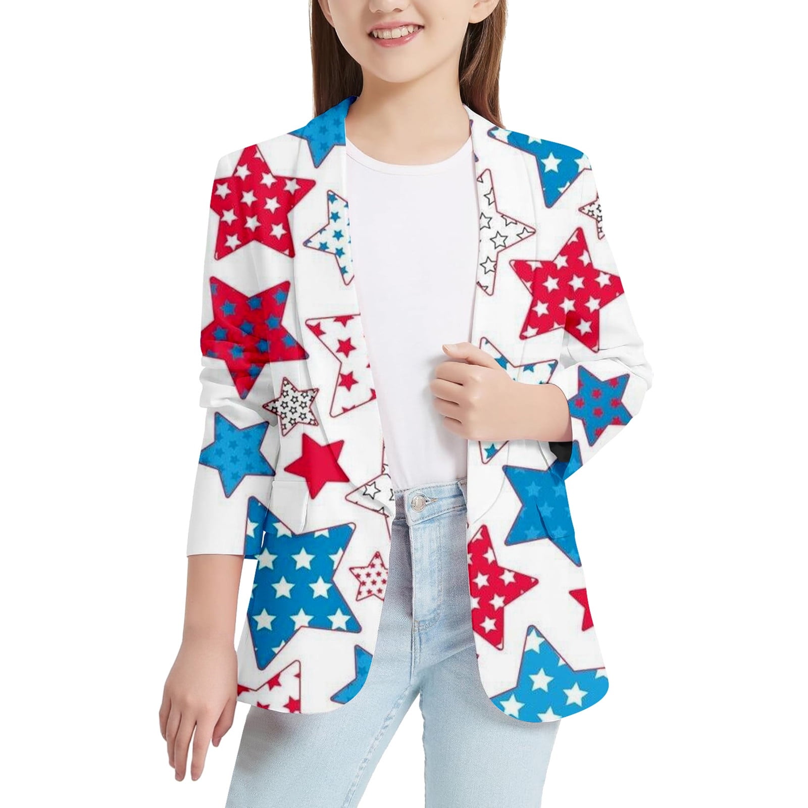 Kiijoy Little Girls Independence Day Blazer Coat Party Formal Suit ...