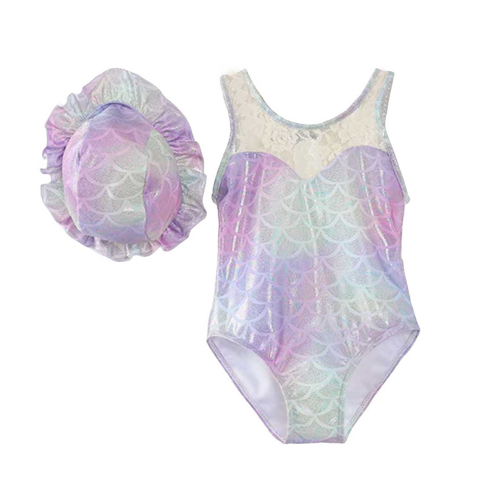 Kiijoy Little Girls Lace Backless Bow One-Piece Swimsuit UPF 50 ...