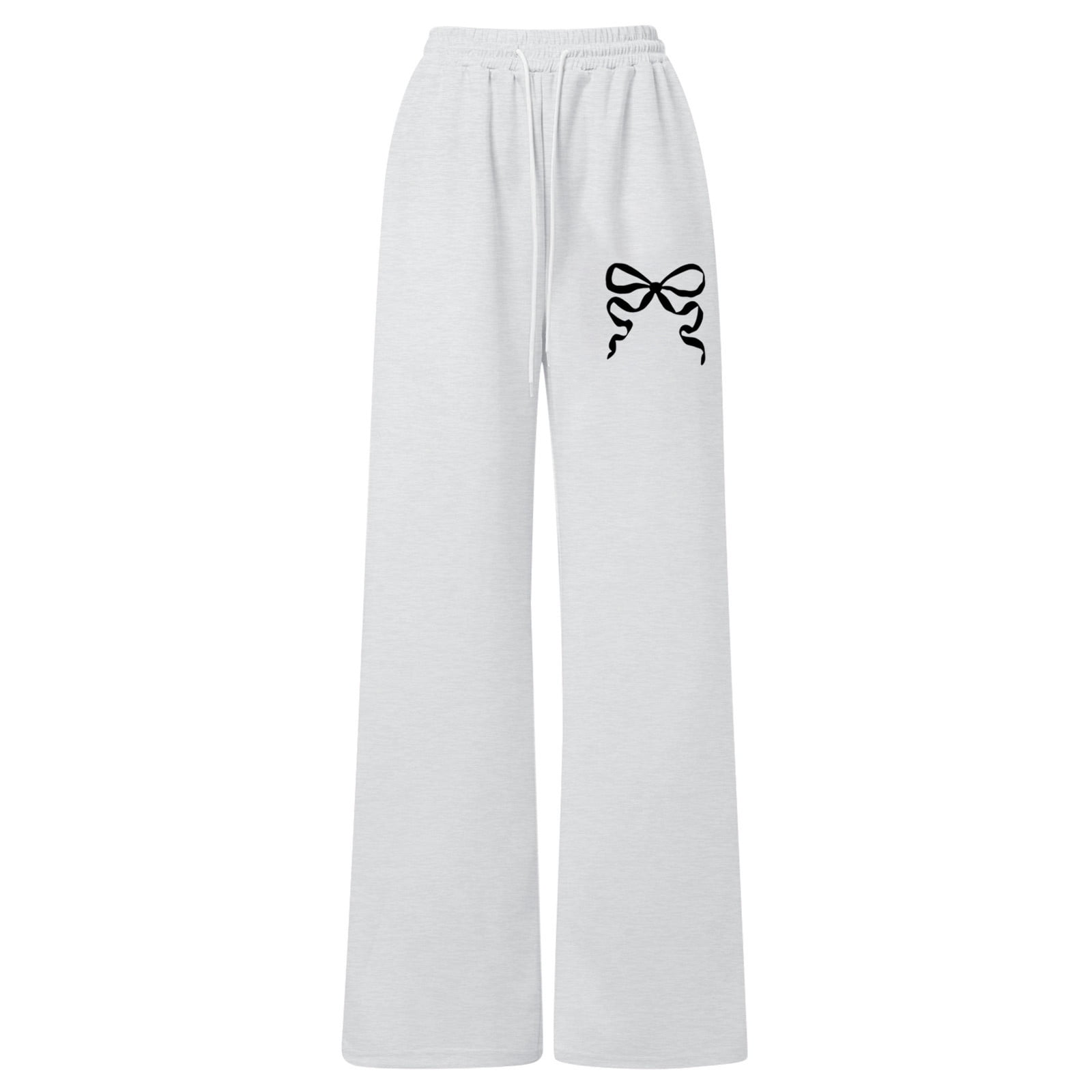 Kiijoy Little Girls Loose Fit Sweatpants Bow Print Straight Leg ...
