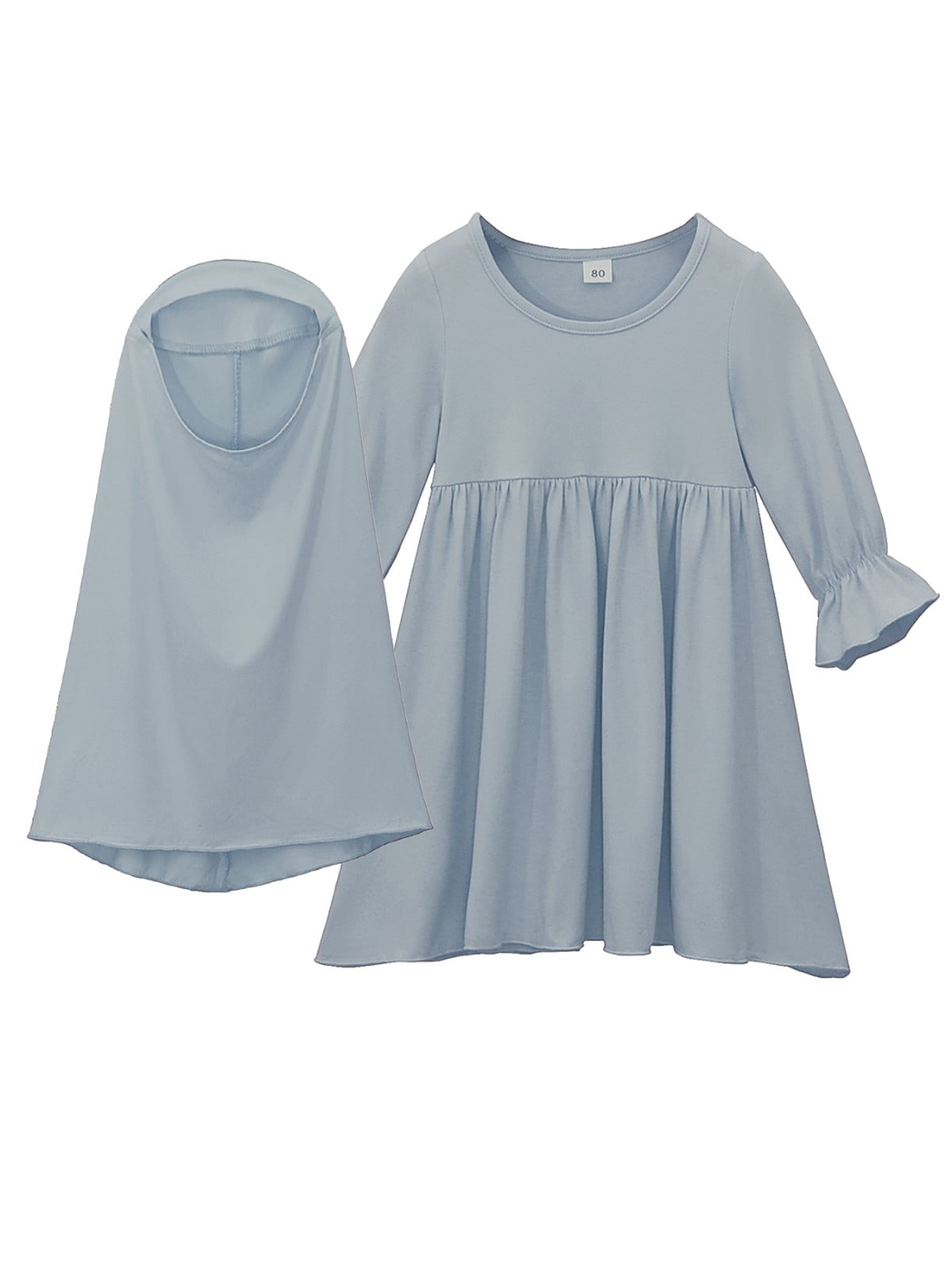 Kiijoy Newborn Girls Abaya and Headscarf Set Solid Full Hijab Burka ...
